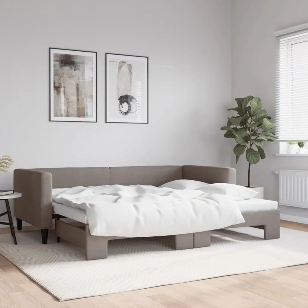 Válenda s přistýlkou taupe 90 x 200 cm textil 3196581