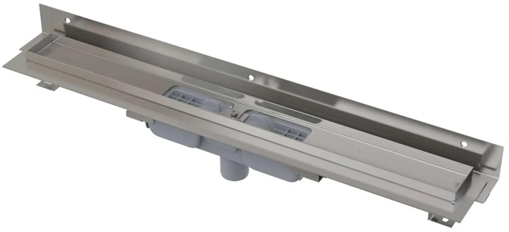 Alca - Sprchový žlab Flexible Low 85 cm, s nastavitelným límcem ke stěně, svislý odtok, nerez APZ1104-850