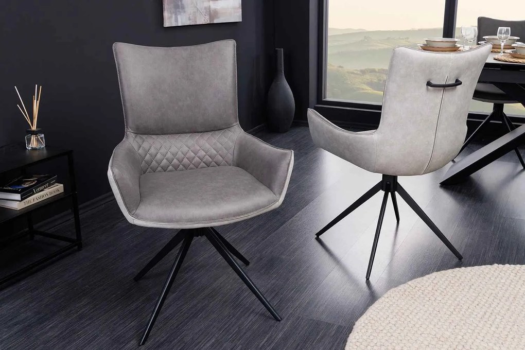 Designová otočná židle Wendell šedá / světle šedá