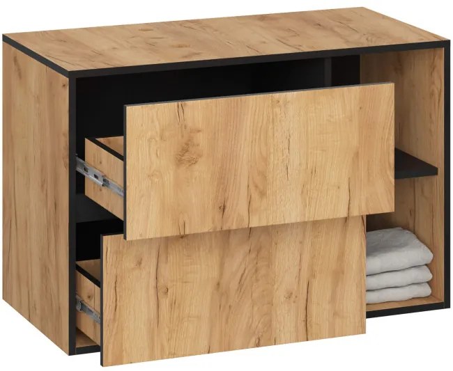 Skříňka pod umyvadlo VAMI W90 2SZ dub craft / černá