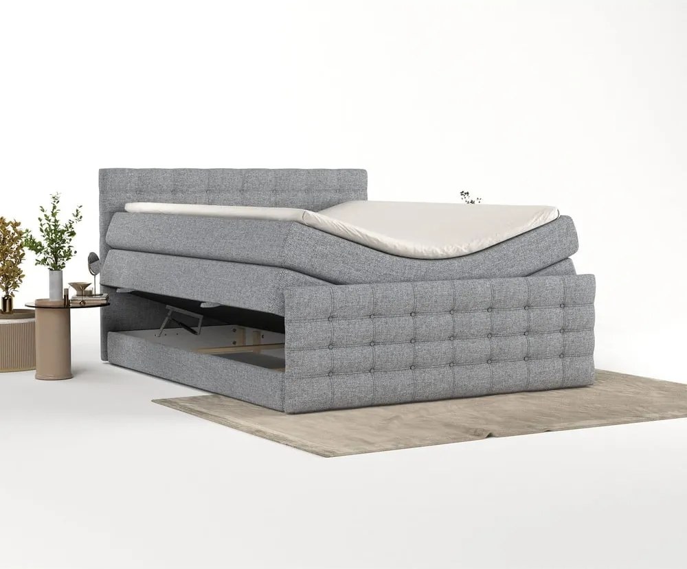 Šedá boxspring postel s úložným prostorem 180x200 cm Blend – Maison de Rêve