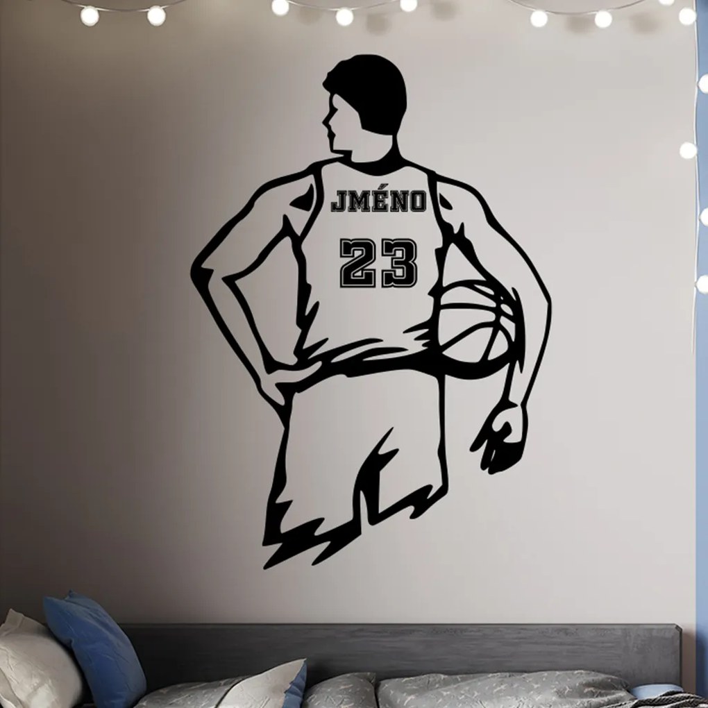 Živá Zeď Samolepka na zeď Velký basketbalista se jménem Barva: černá