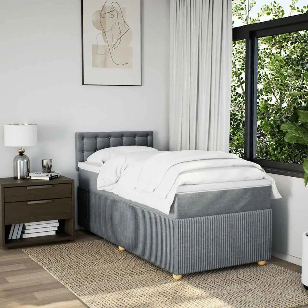 Box spring postel s matrací světle šedá 80 x 200 cm textil 3289597