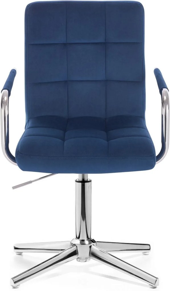 LuxuryForm DESIGN Otočná židle VERONA VELUR na stříbrném kříži - modrá