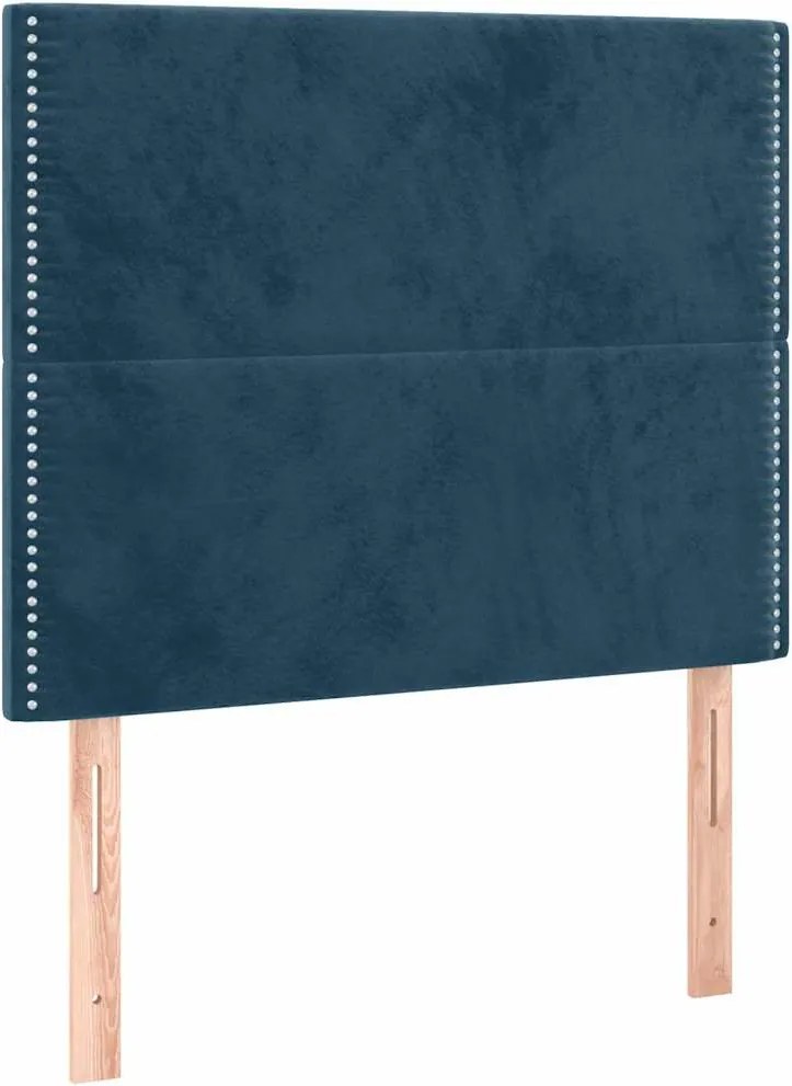 Čelo postele tmavě modré 100x5x118/128 cm sametové 3116238