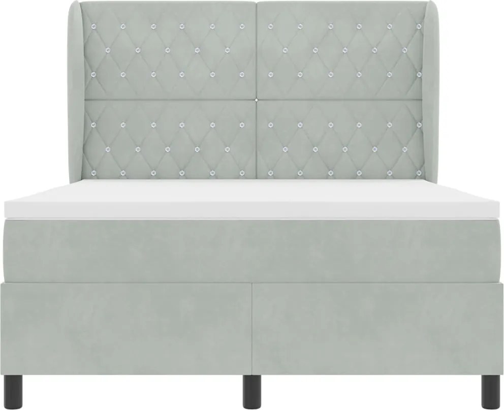 Postel s boxspringem s čelo Světle šedá 200 x 160 cm samet 3340880
