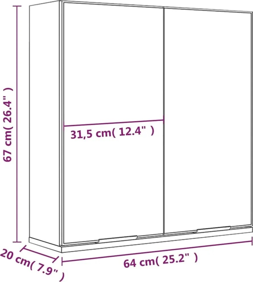 vidaXL Koupelnová zrcadlová skříňka 64 x 20 x 67 cm [811313] Barva: Betonová šedá