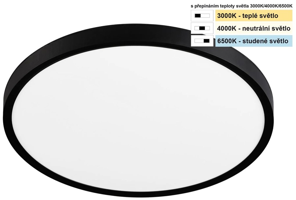 TOP LIGHT Světlo stropní Revit 30C CCT, Černá