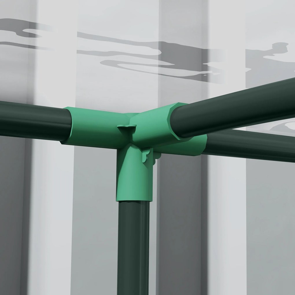 Zeleninový skleník Outsunny, přístavkový skleník, zesílená PVC plachta, ocelová konstrukce, 2 rolovací zipové dveře, pro zeleninu, rostliny, květiny,…