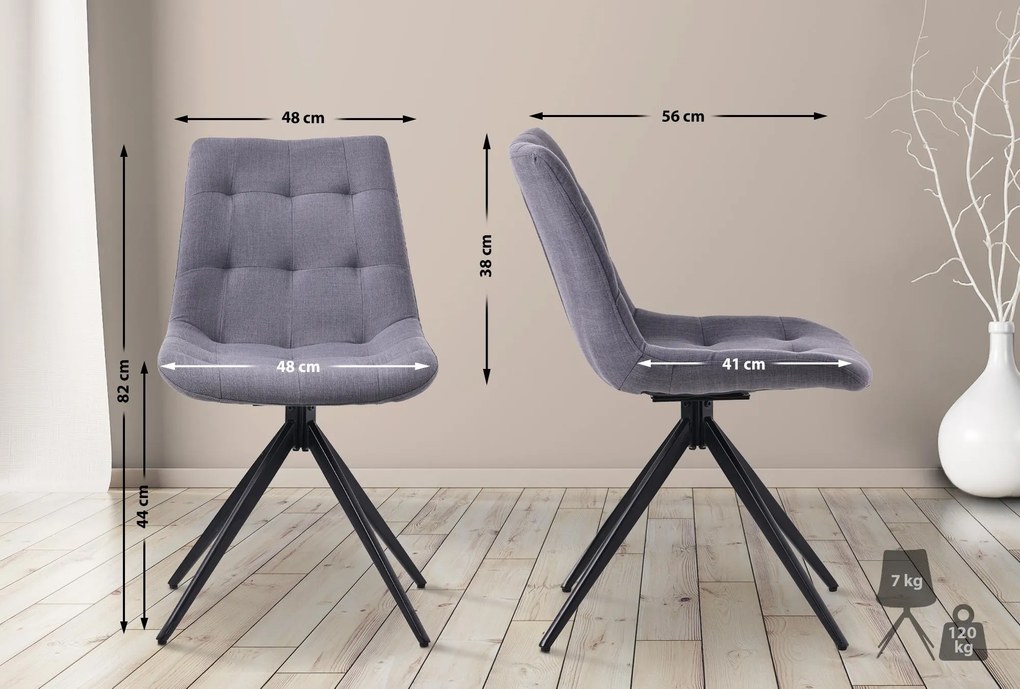 Sada 2 jídelních židlí Merna látka – tmavě šedá