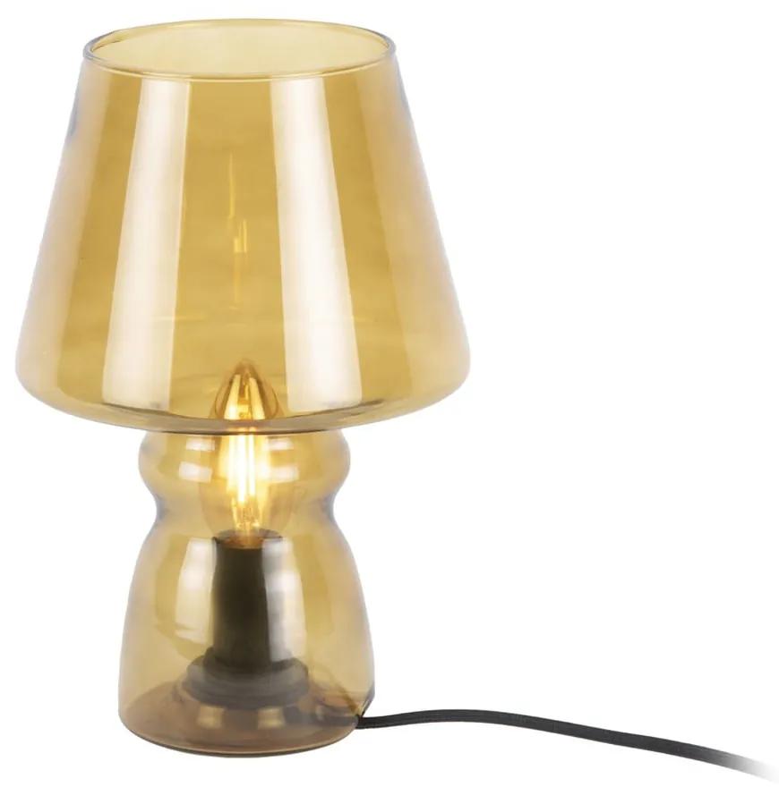 Hořčicově žlutá skleněná stolní lampa Leitmotiv Glass, výška 25 cm