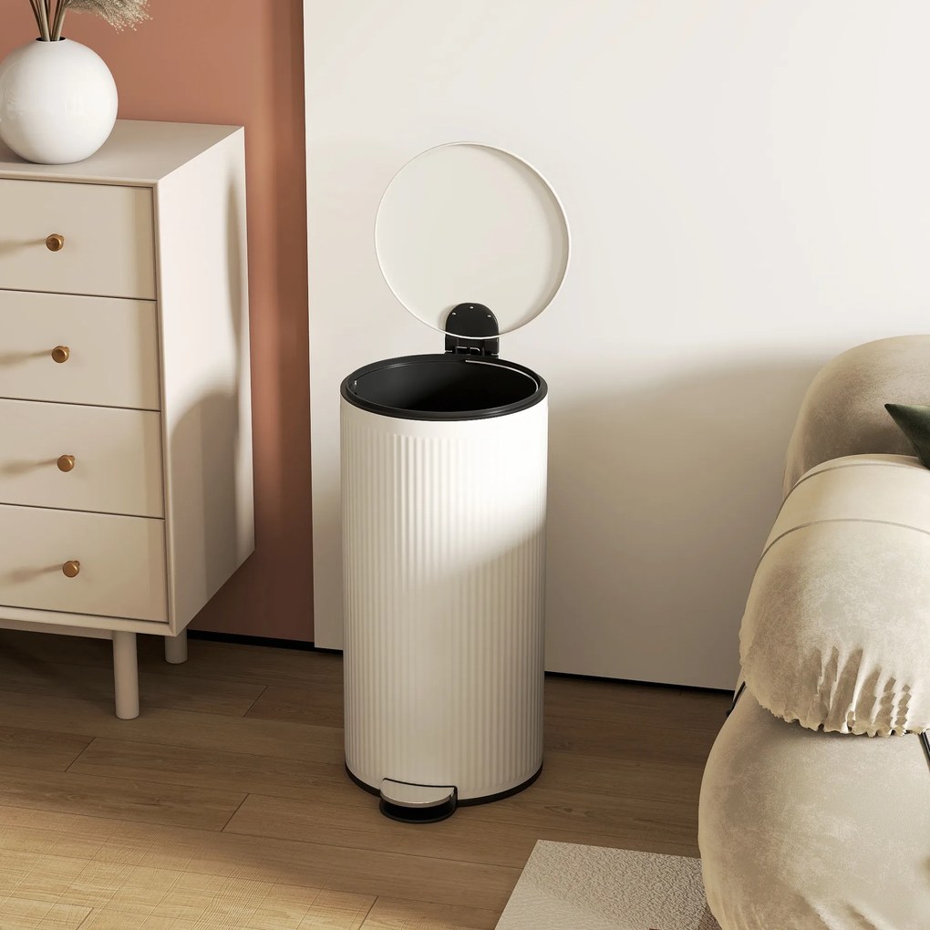 HOMCOM Koš na odpadky 30 L nášlapný s víkem Softclose a pedálem, vnitřní kovový kbelík, černý, 36 x 30 x 60,5 cm 851-063V00CW