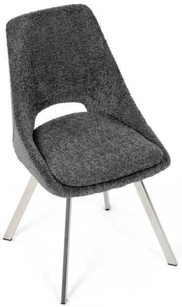 Autronic Elegantní šedá jídelní židle RINA s broušenými kovovými nohami (vzorek z prodejny)