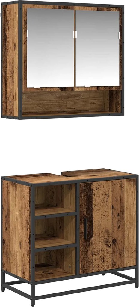 Sada koupelnového nábytku 2 ks Staré dřevo 65 x 33 x 60 cm 3402554