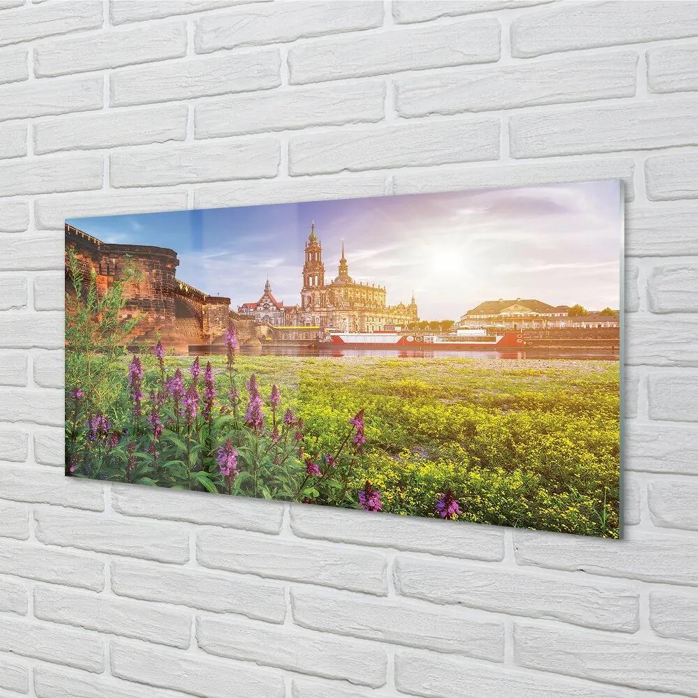 Obraz na skle Německo Sunrise River 140x70 cm
