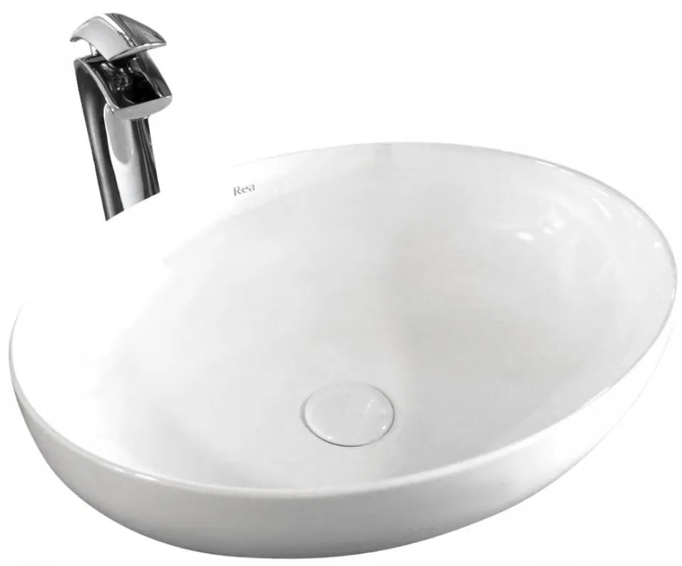 REA-U8198 - Umyvadlo na desku CAROLA SLIM 39x51,5 cm keramika/lesklá bílá REA-U8198