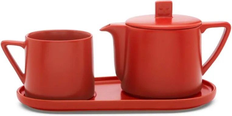 Sada Lund Tea for one (konvička 0,5L hrnek tácek) | červený