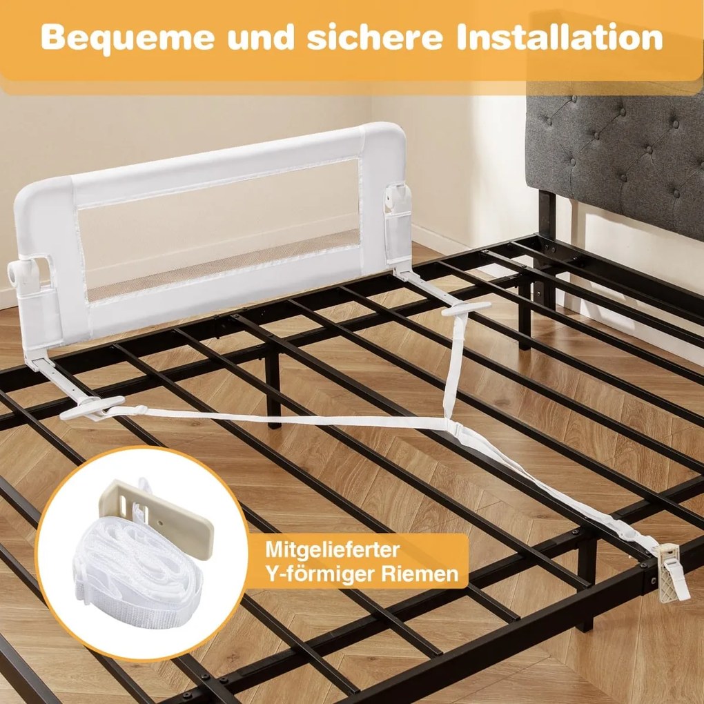 Costway Bed Rail Bezpečnostní zábradlí pro batolata s měkkou pěnou s popruhem