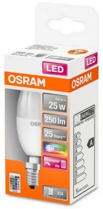 LED žárovka s dálkovým ovládáním E14 OSRAM 4,2W (25W) teplá bílá (2700K) svíčka