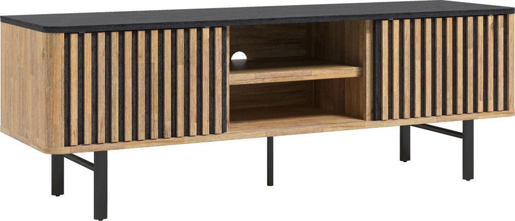 XXXLutz NÍZKÁ KOMODA, akácie, černá, barvy akácie, 160/55/45 cm Landscape - Online Only TV příslušenství - 000445000304