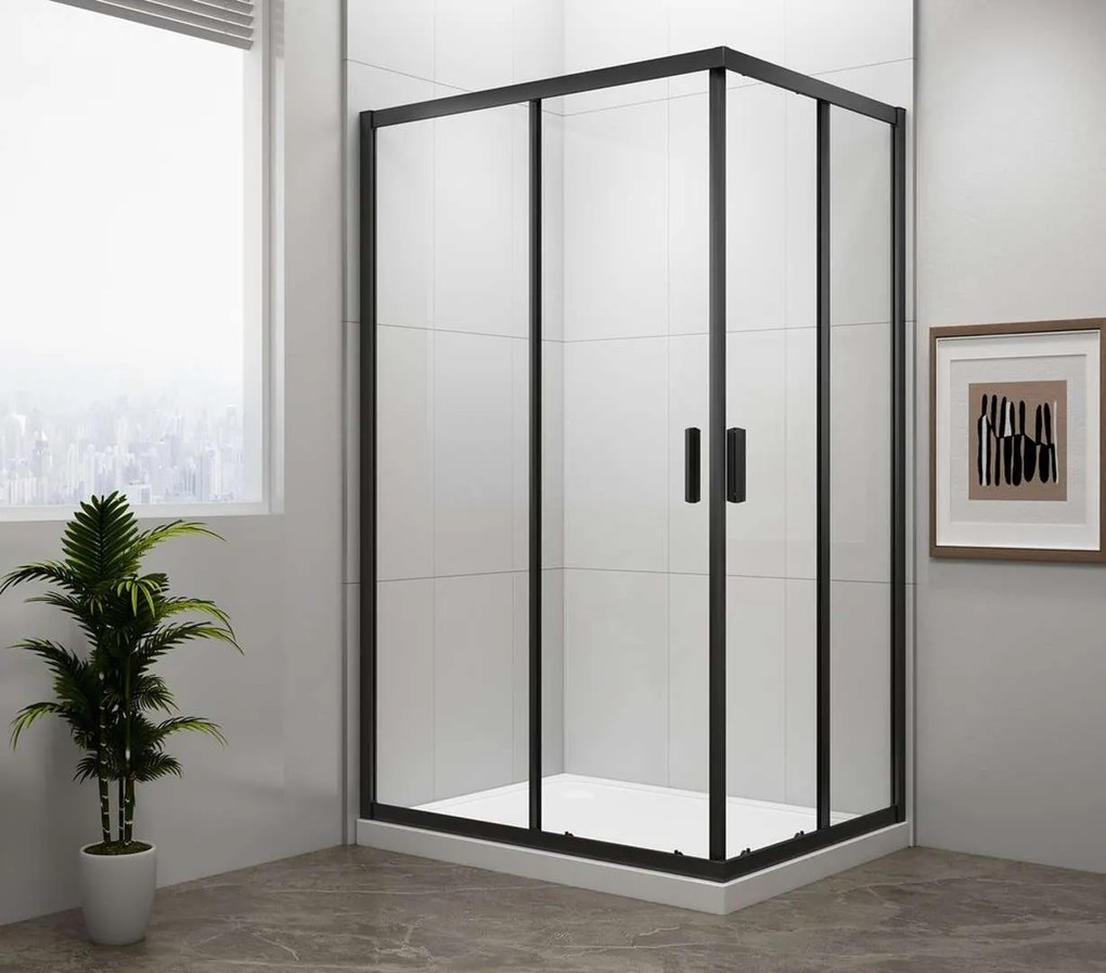 Polysan Easy Black - Sprchový kout 90x80 cm, čiré sklo/matná černá EL5315B
