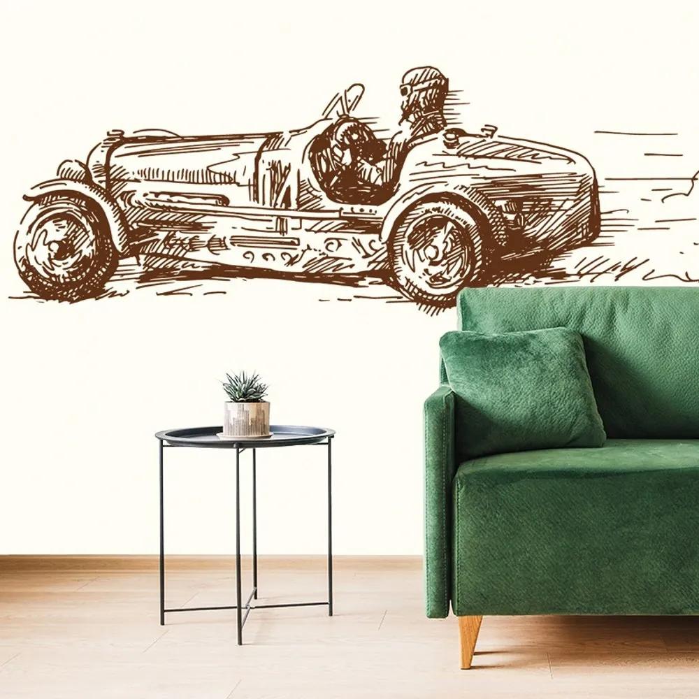 Samolepící tapeta retro závodní auto - 225x150 cm