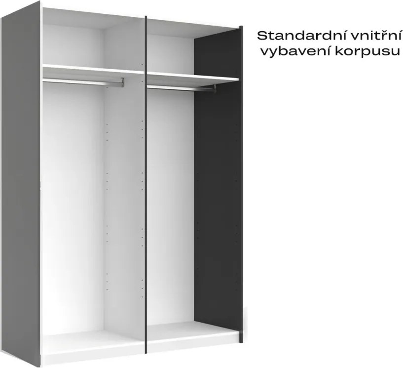 Skříň s posuvnými dveřmi 1,5x2,1 m (Dveře Grafit/Zrcadlo) série N Dominika