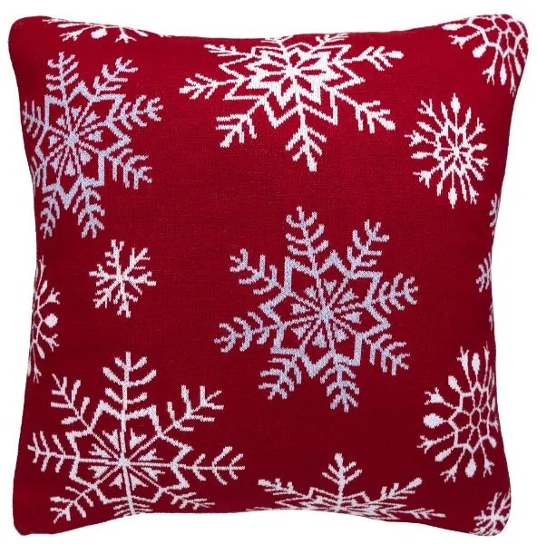 SCANquilt pletený povlak DESIGN velké vločky červenosmetanová 45 x 45 cm