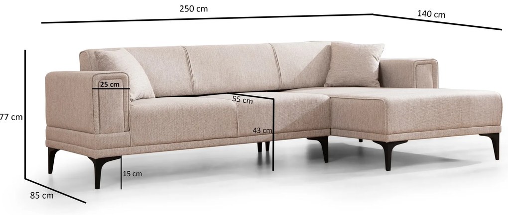 Hanah Home Rohová pohovka HORIZON béžová pravá