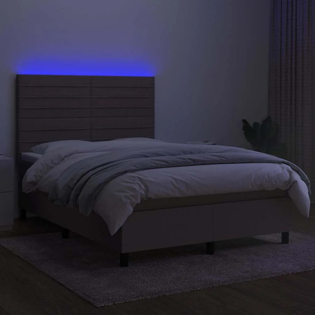 Box spring postel s matrací a LED taupe 140x200 cm textil 3134961