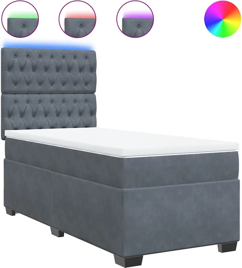 Box spring postel s matrací tmavě šedá 80 x 200 cm samet 3293069