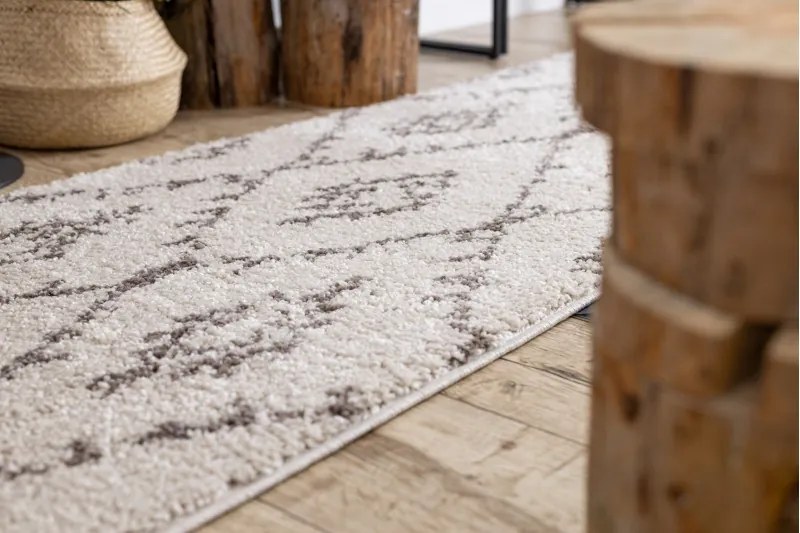 Dywany Łuszczów, Běhoun Berber Fez cream, 70x200, bílá, ložnice