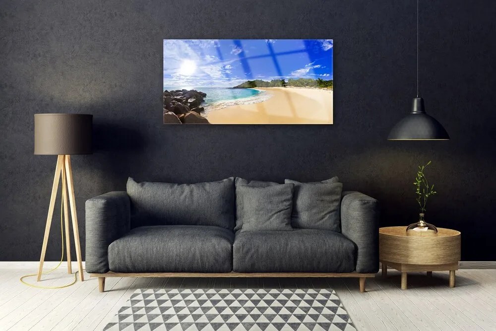akrylový obraz Slunce Moře Pláž Krajina 100x50 cm