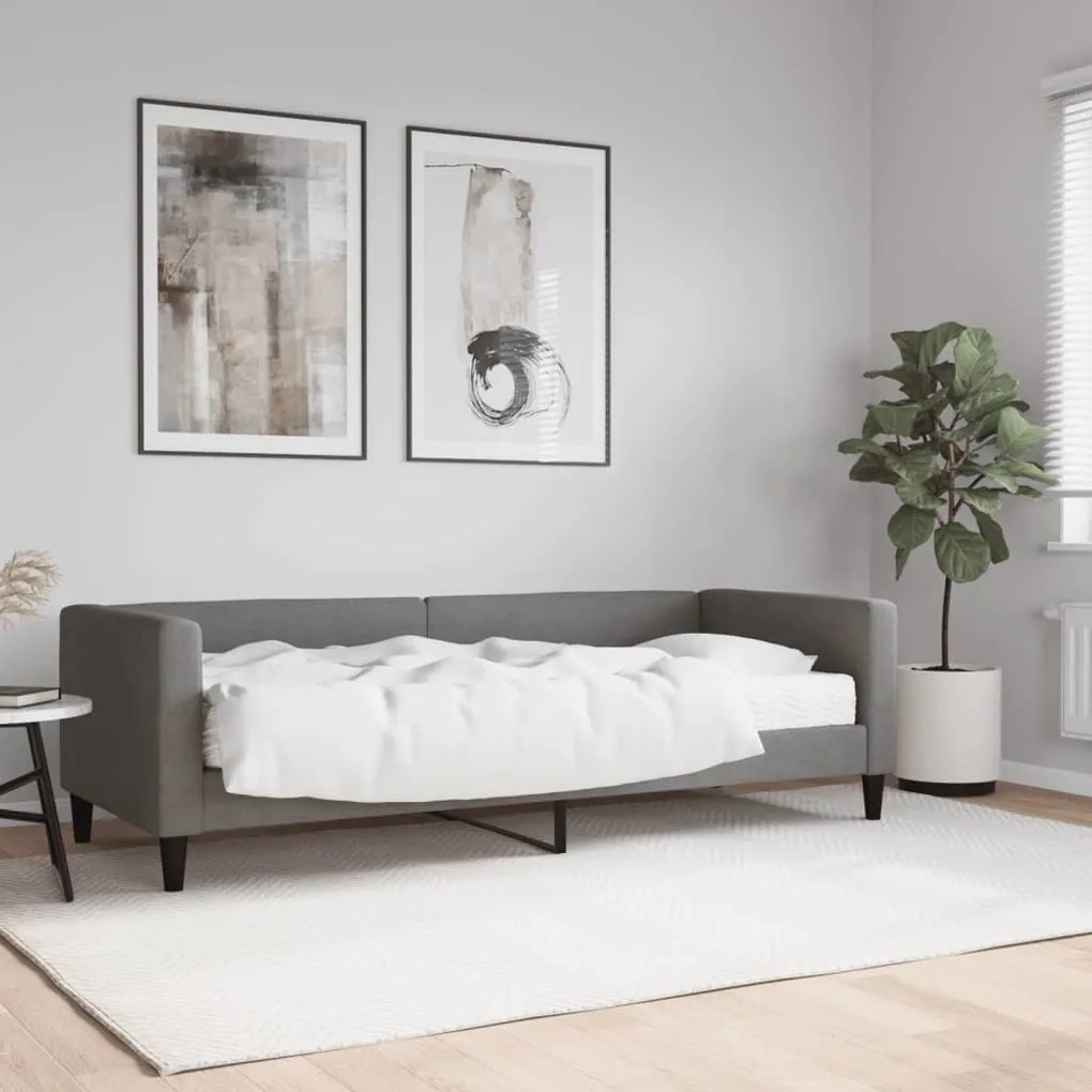 Válenda s matrací tmavě šedá 80 x 200 cm textil 3196556
