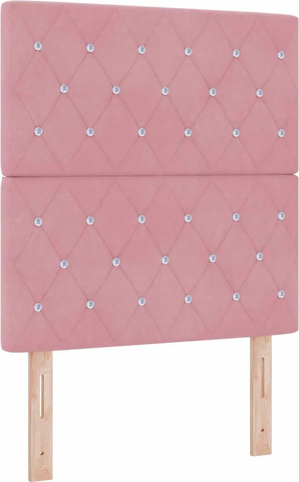 Postel s boxspringem s matrací s čelo Růžová 80 x 200 cm samet 3339733