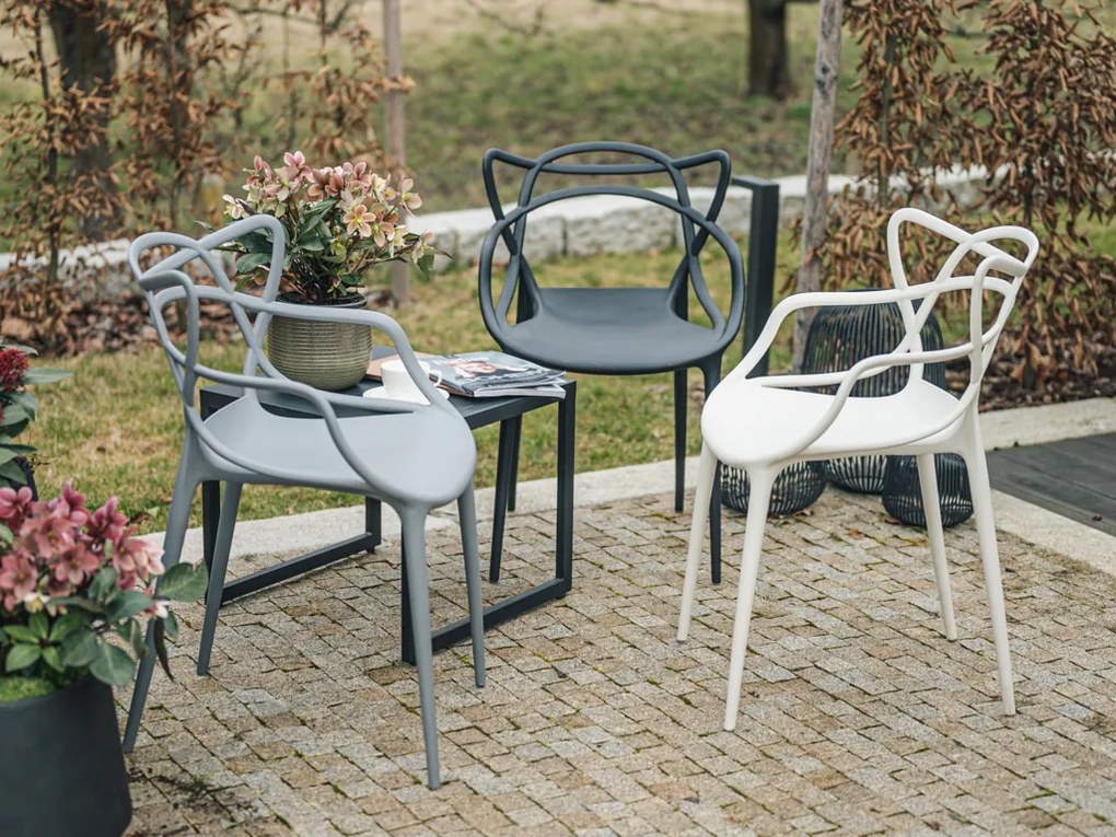 Sada 4 ks plastových židlí KATO, hnědá