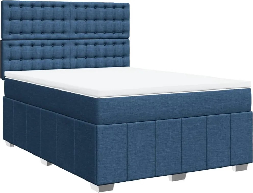 Box spring postel s matrací modrá 140x200 cm textil 3291711