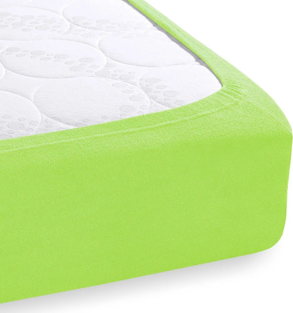 Froté napínací prostěradlo na vysokou matraci FR-019 Zářivě zelené 90 x 220 - výška 30 cm