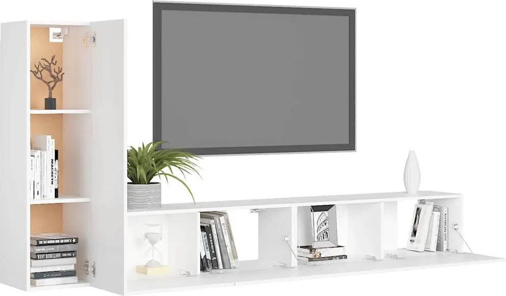 3dílný set TV skříněk bílý kompozitní dřevo 3078675