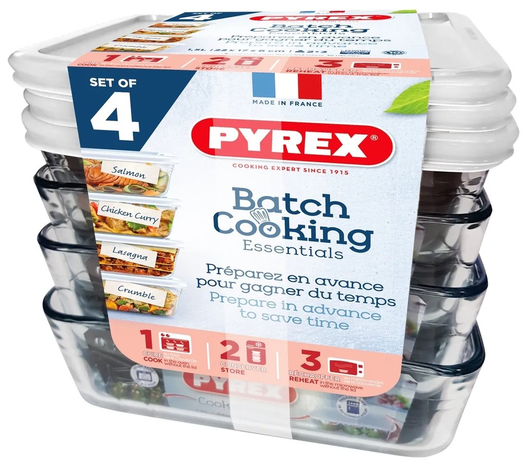 Pyrex Sada skleněných dóz 4 ks, 1,5L