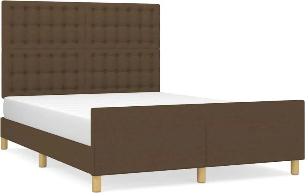 Rám postele bez matrace tmavě hnědý 140 x 190 cm textil 3125376