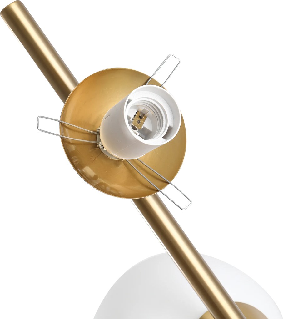 HOMCOM stojací lampa 2-dílná se skleněným stínidlem, ocel a sklo, výška 165 cm, zlatá a bílá, moderní design do obývacího pokoje
