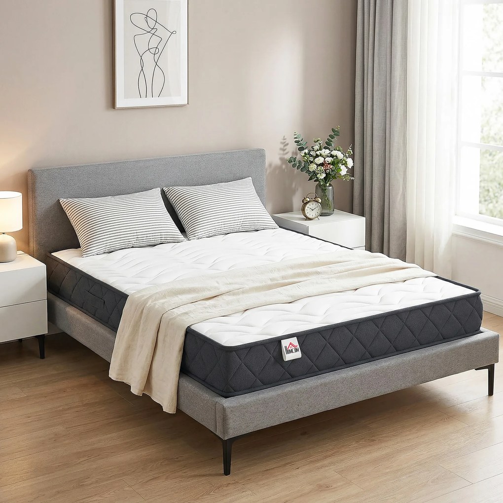 HOMCOM matrace 140x190 cm, dvoulůžková matrace, paměťová pěna, tloušťka 20 cm, certifikát OEKO-TEX, střední tuhost