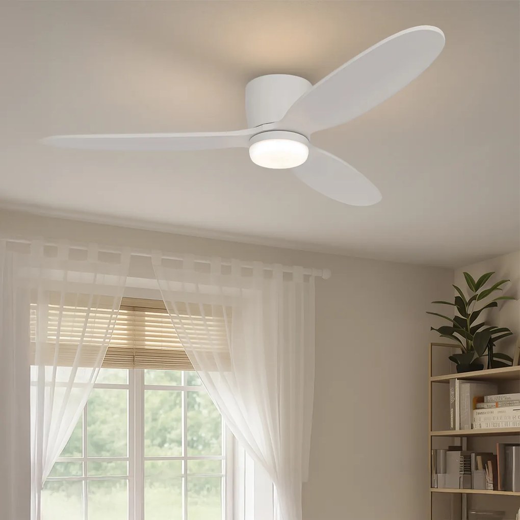 Chytrý stropní ventilátor bílý 132 cm vč. LED CCT s dálkovým ovládáním - Sofio