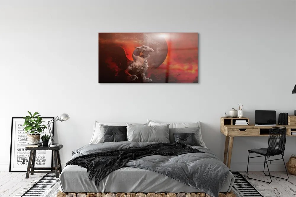 akrylový obraz dračí oheň 125x50 cm