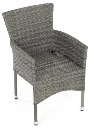 Zahradní židle šedá stohovatelná umělý ratan kov AZC-S2118 GREY