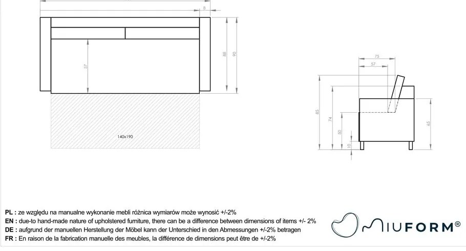 Světle hnědá rozkládací pohovka 207 cm Simon – Miuform