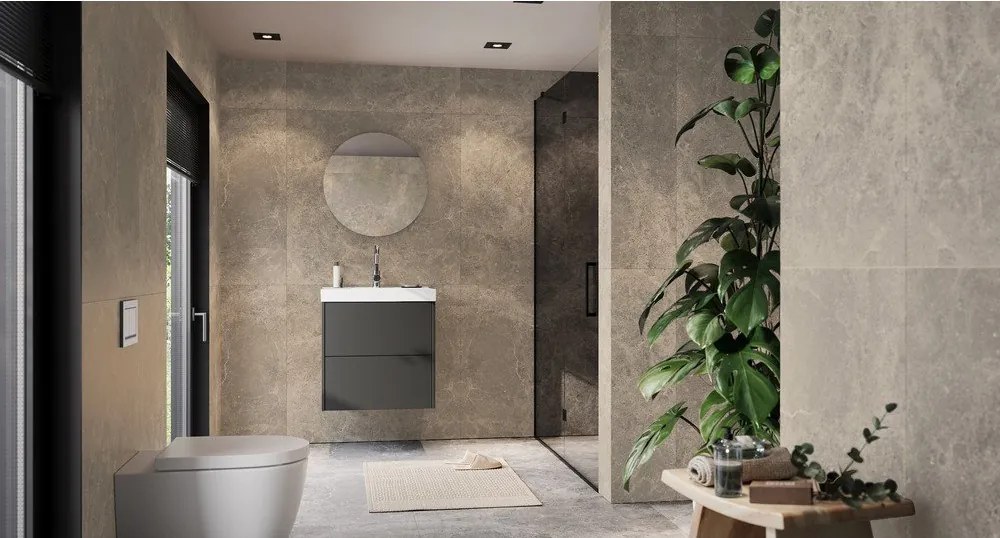 Antracitová matná závěsná skříňka pod umyvadlo 61x65 cm Bodera – Germania