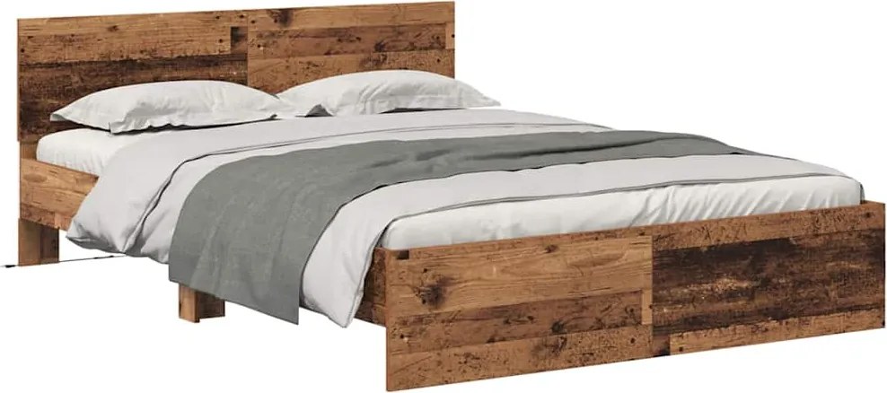 Rám postele s čelo Staré dřevo 120 x 190 cm Kompozitní dřevo 3403592