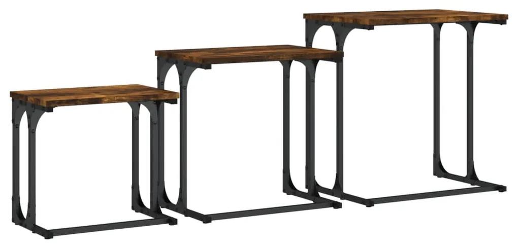 Hnízdové konferenční stolky 3 ks kouřový dub kompozitní dřevo - Default Title
